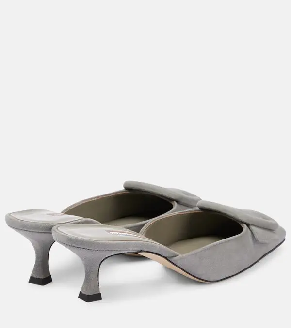 Manolo Blahnik Maysale 50 Suede Mules - Grey