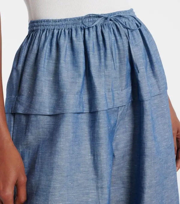 Alaïa Cotton And Linen Wide-leg Pants - Blue