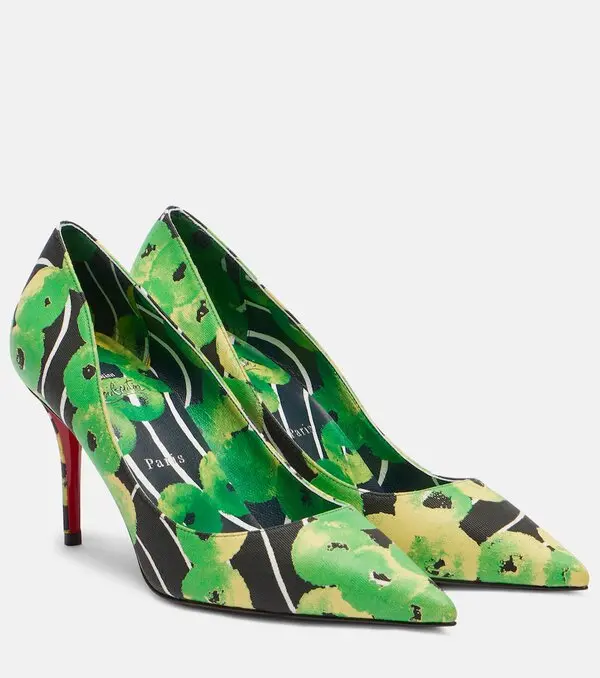 CHRISTIAN LOUBOUTIN Miss Z 80 Printed Satin Pumps - Green