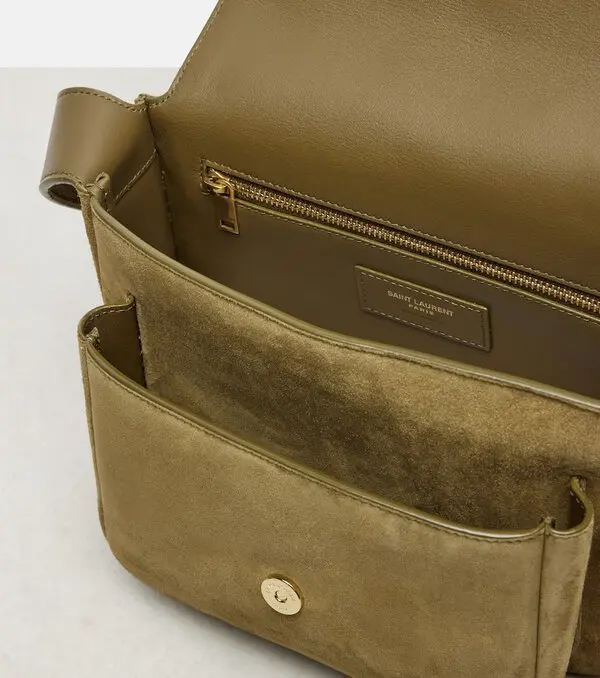Saint Laurent Niki Cassandre Suede Shoulder Bag - Green