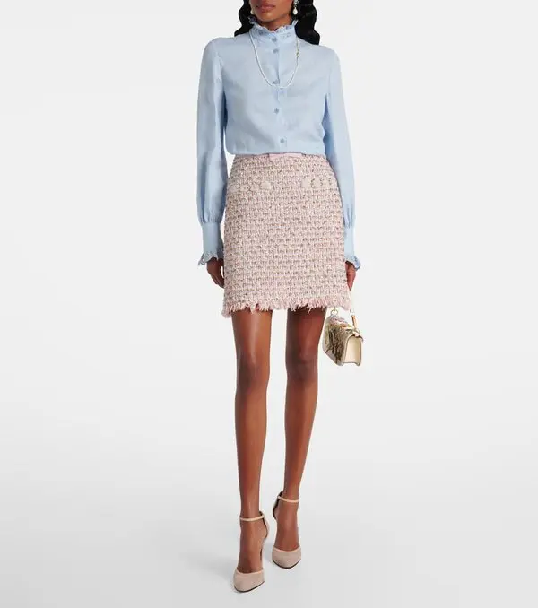 Valentino Garavani Embellished Tweed Miniskirt