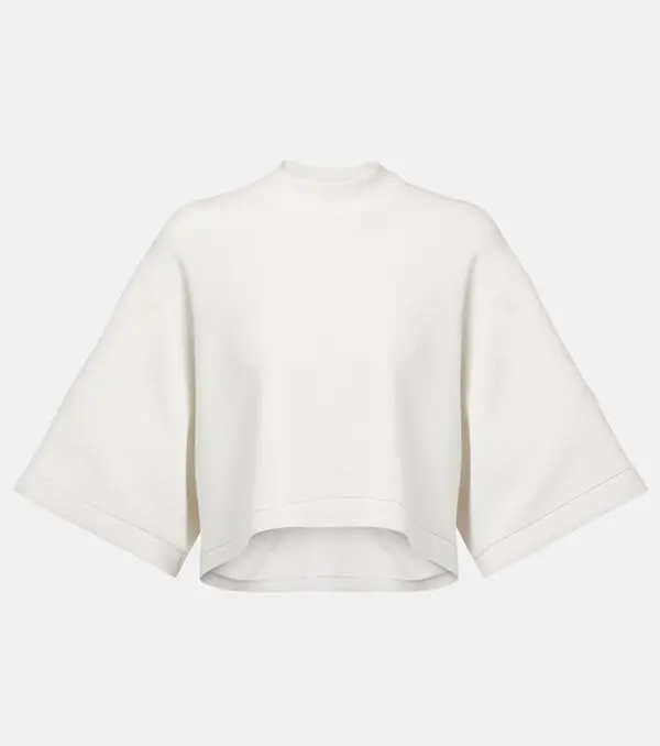 Alaïa Cropped Cotton And Wool-blend T-shirt - White