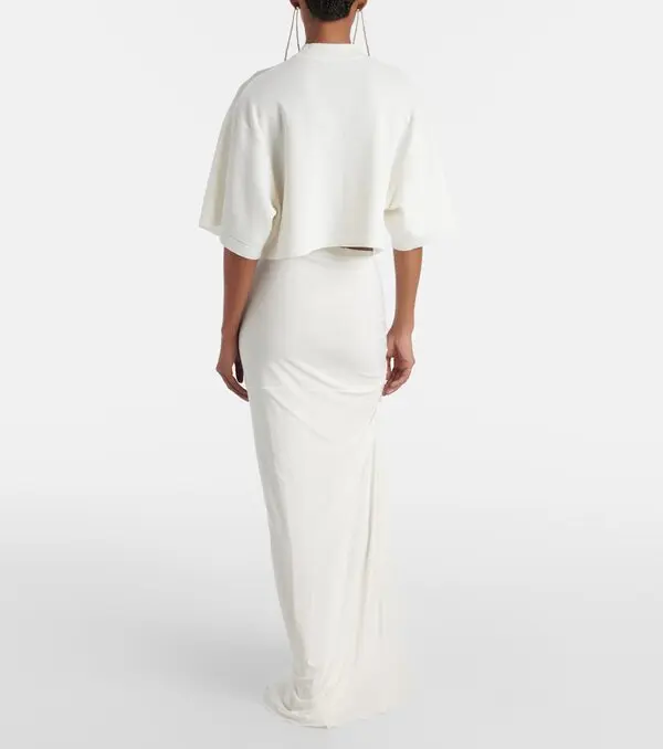 Alaïa Cropped Cotton And Wool-blend T-shirt - White