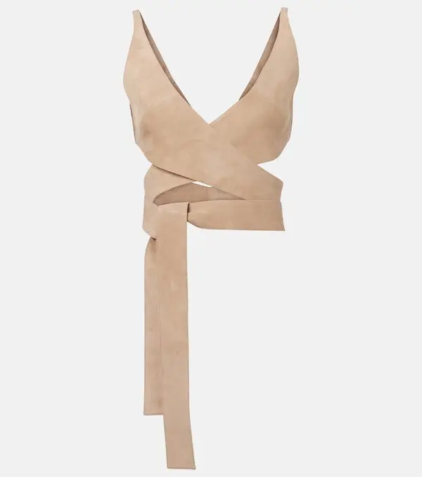 Alaïa Suede Wrap Top - Beige