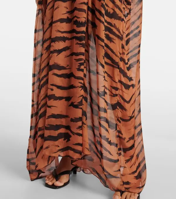 ADRIANA DEGREAS X Sabine Getty Printed Silk Kaftan - Brown