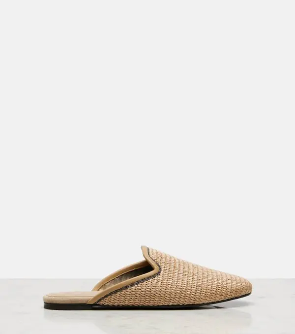 Brunello Cucinelli Monili Raffia Mules