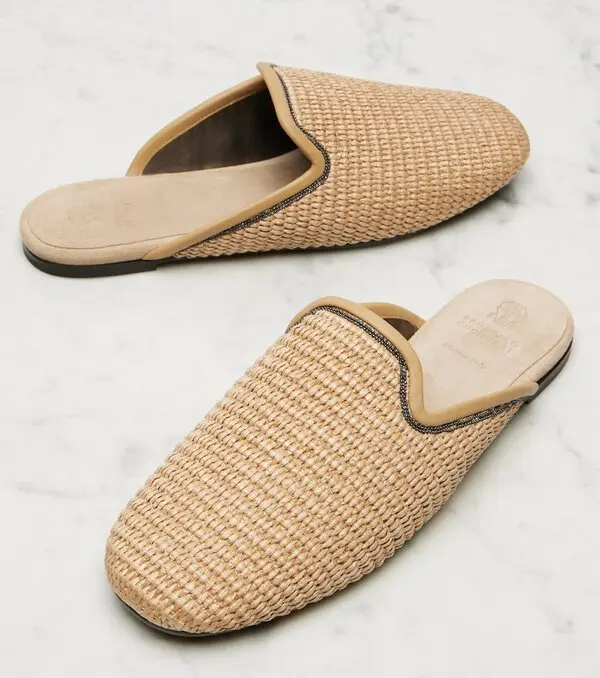 Brunello Cucinelli Monili Raffia Mules
