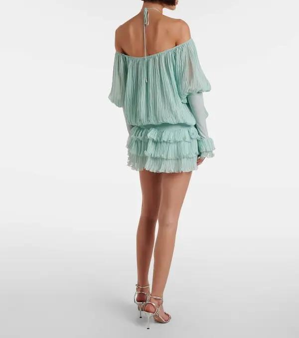 Blumarine Plissé Silk Chiffon Minidress