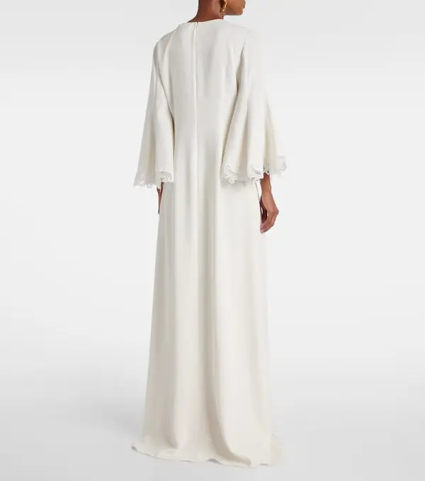 Oscar De La Renta Lace-trimmed Silk-blend Georgette Kaftan