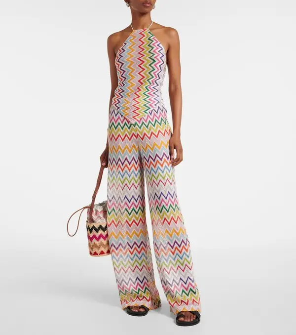 Missoni Zigzag Knitted Open-back Halterneck Top