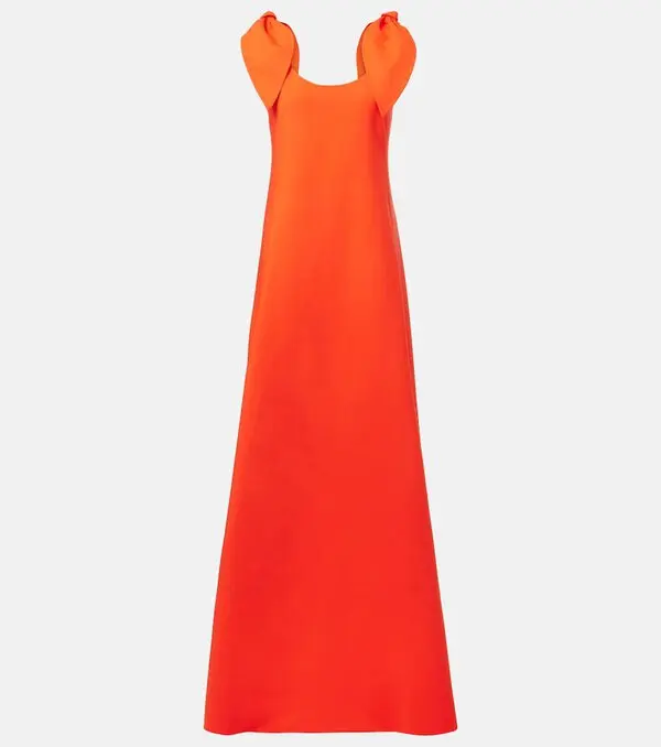 Oscar De La Renta Bow-detail Wool-blend Gown - Red