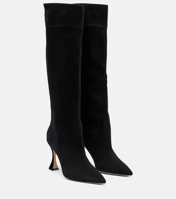 Manolo Blahnik Miralone 90 Suede Knee-high Boots - Black