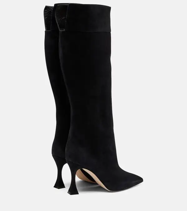 Manolo Blahnik Miralone 90 Suede Knee-high Boots - Black