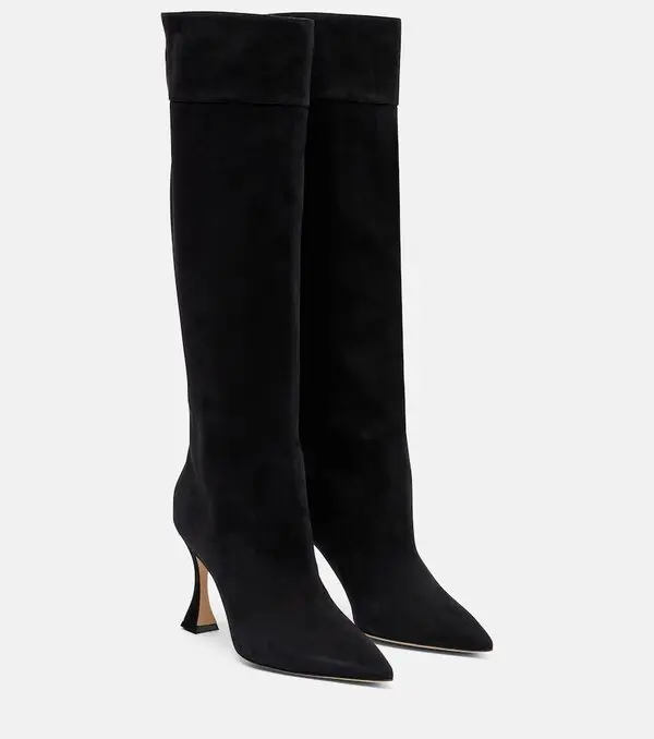 Manolo Blahnik Miralone 90 Suede Knee-high Boots - Black