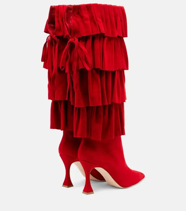 Manolo Blahnik Miralone 90 Suede Knee-high Boots - Red