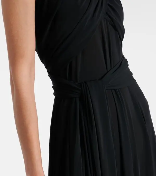 Alaïa Cross Draped Gathered Maxi Dress - Black