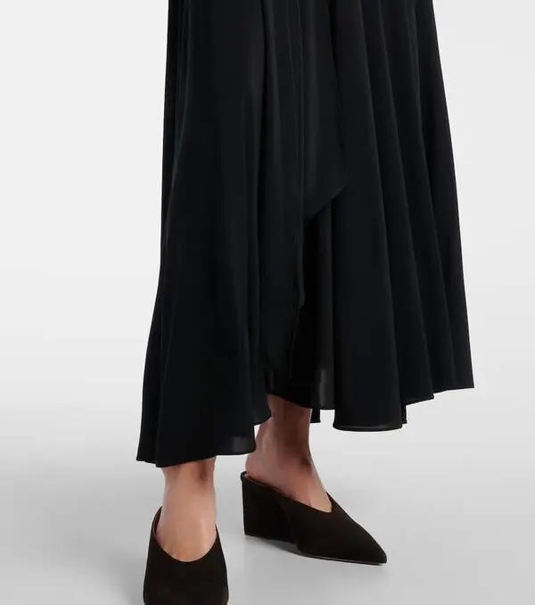 Alaïa Cross Draped Gathered Maxi Dress - Black