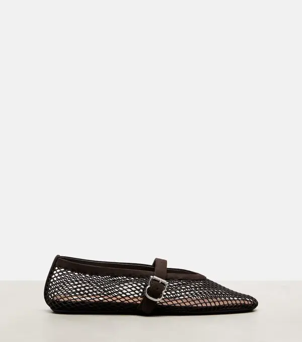 Alaïa Suede-trimmed Mesh Ballet Flats - Brown
