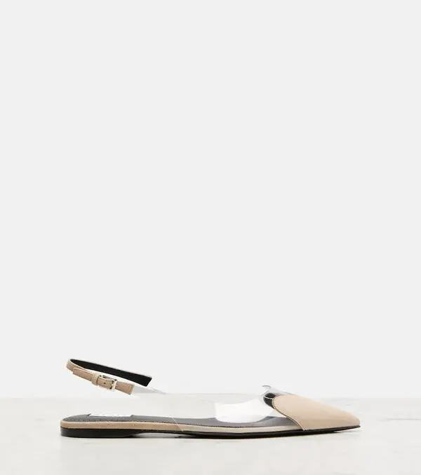 Alaïa Cœur Suede And Pvc Slingback Ballet Flats - Beige