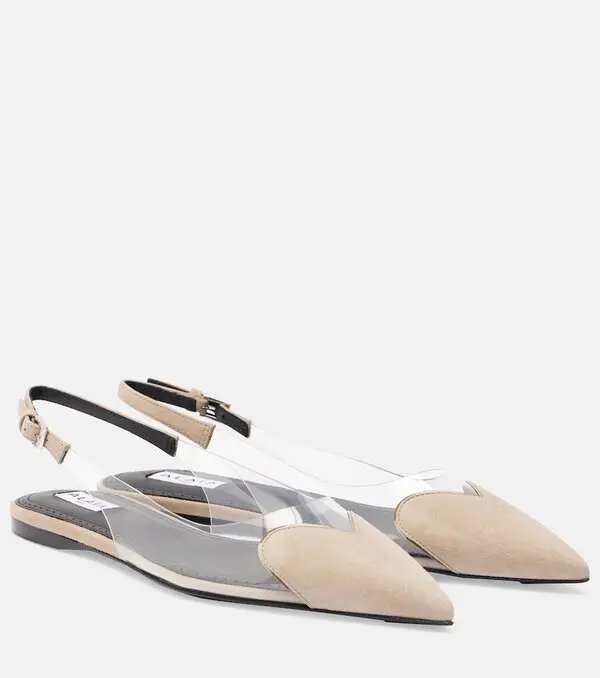 Alaïa Cœur Suede And Pvc Slingback Ballet Flats - Sand