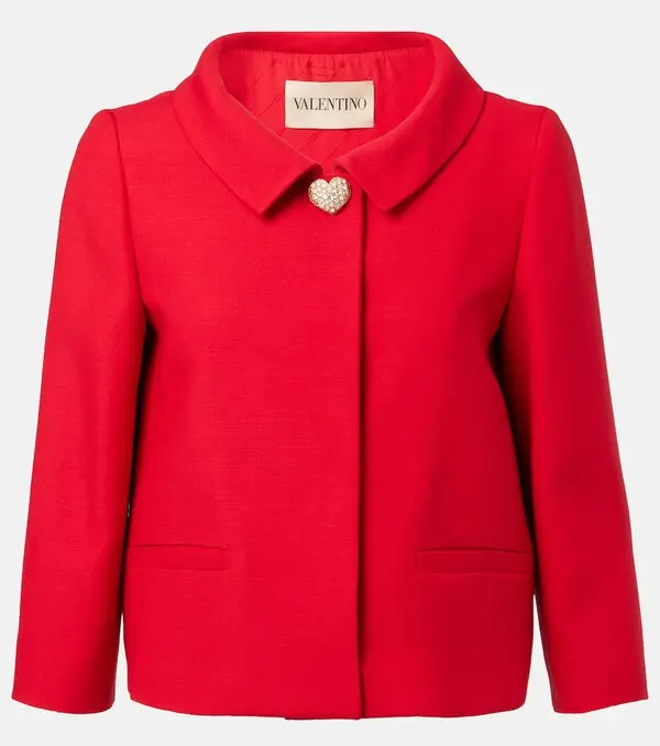 Valentino Garavani Crepe Couture Embellished Blazer