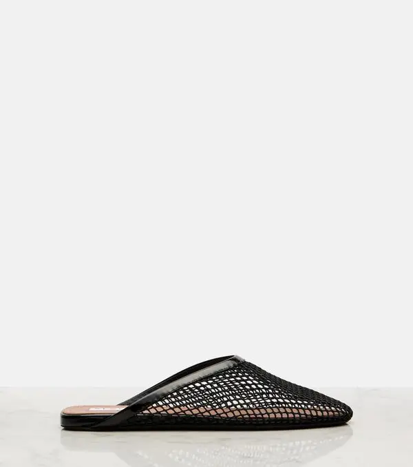 Alaïa Patent Leather-trimmed Fishnet Mules - Black