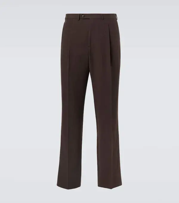 SAMAN AMEL Linen Canvas Suit Trousers - Brown