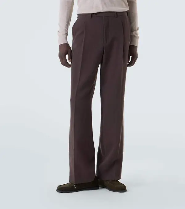 SAMAN AMEL Linen Canvas Suit Trousers - Brown
