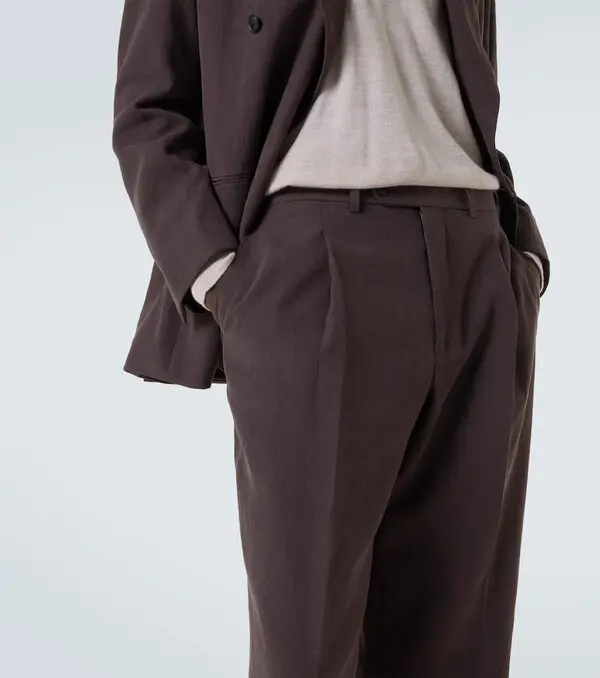 SAMAN AMEL Linen Canvas Suit Trousers - Brown
