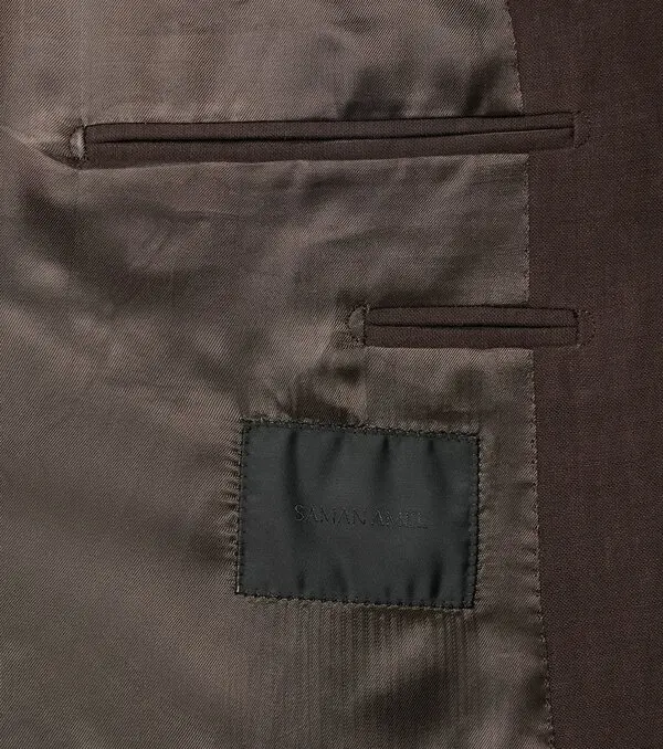 SAMAN AMEL Double-breasted Linen Canvas Blazer