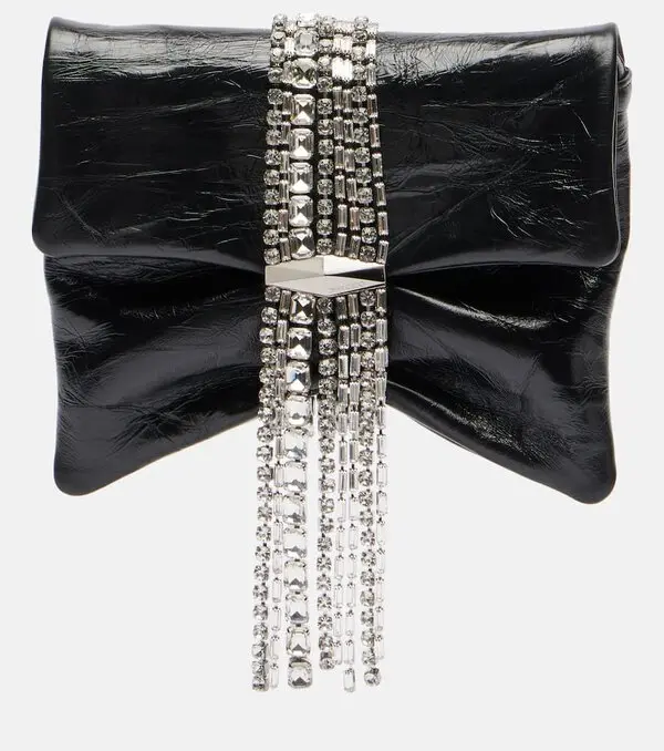 JIMMY CHOO Zandra Embellished Leather Shoulder Bag - Black