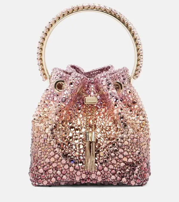 JIMMY CHOO Bon Bon Micro Embellished Bucket Bag