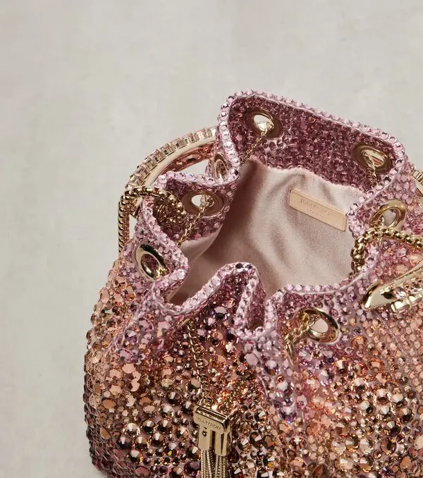 JIMMY CHOO Bon Bon Micro Embellished Bucket Bag