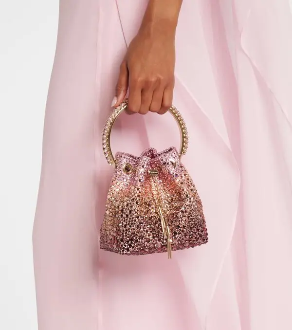 JIMMY CHOO Bon Bon Micro Embellished Bucket Bag