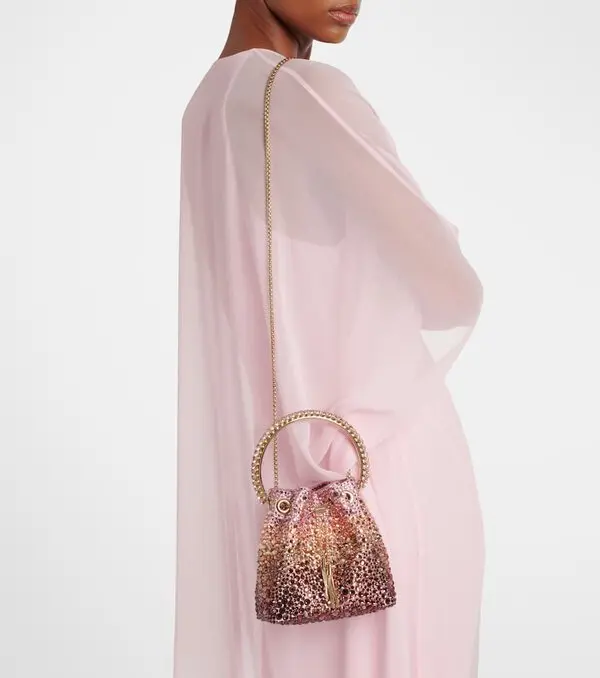 JIMMY CHOO Bon Bon Micro Embellished Bucket Bag