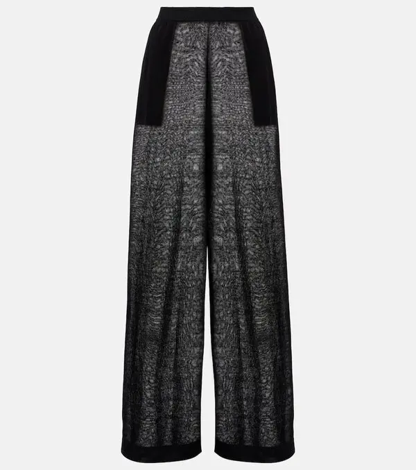 Alaïa Sheer Linen And Silk Wide-leg Pants - Black