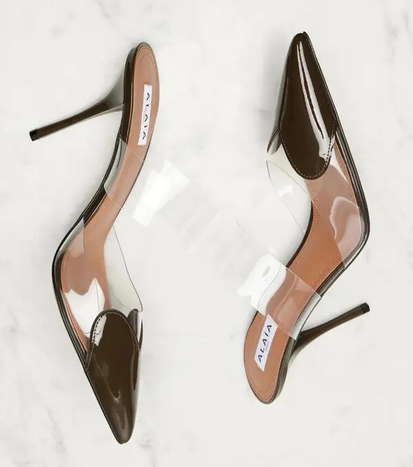 Alaïa Cour 90 Patent Leather-trimmed Mules