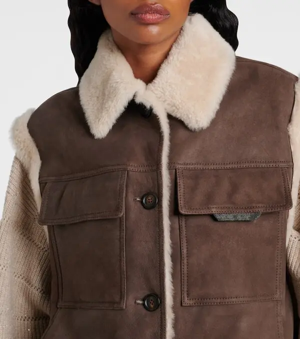 Brunello Cucinelli Shearling-lined Suede Vest