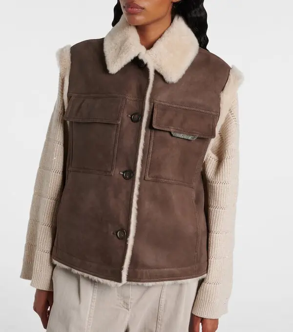 Brunello Cucinelli Shearling-lined Suede Vest