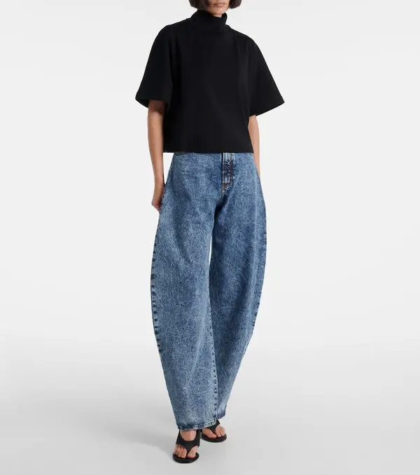 Alaïa High-neck Cotton Jersey T-shirt
