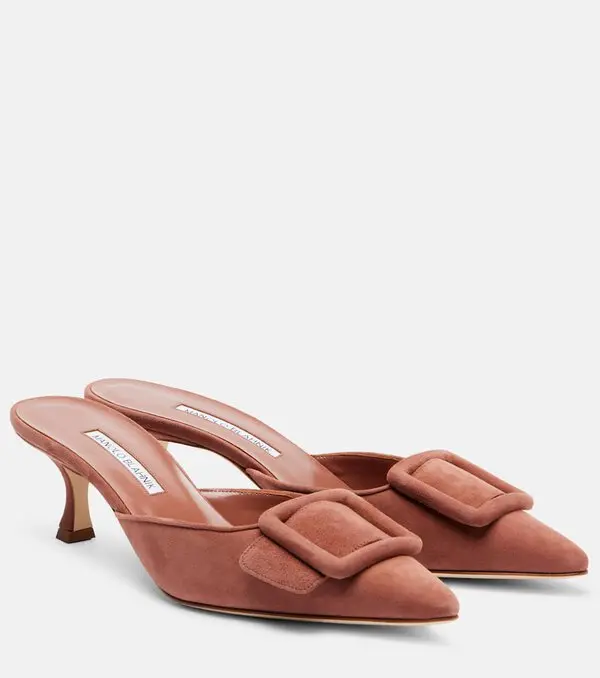 Manolo Blahnik Maysale 50 Suede Mules - Pink