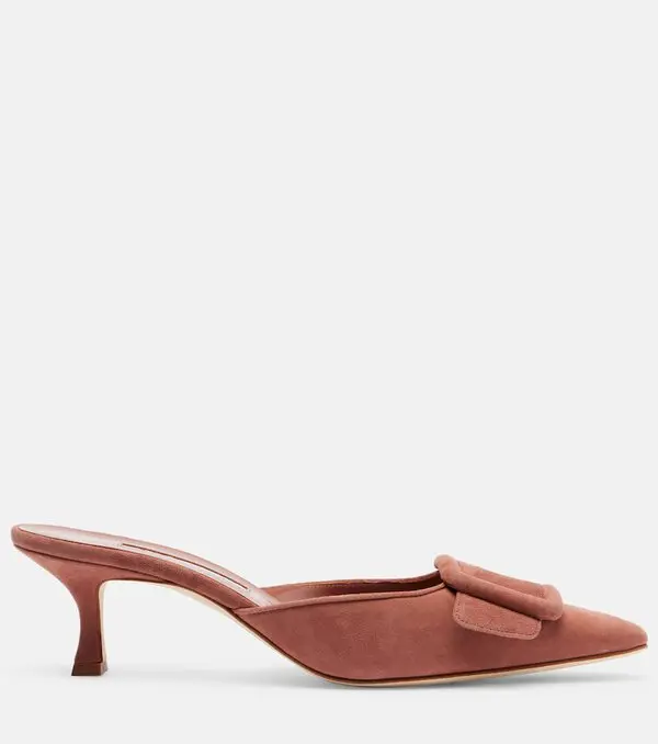 Manolo Blahnik Maysale 50 Suede Mules - Pink