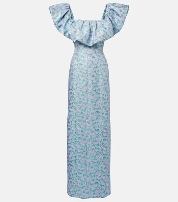 MARKARIAN Rowan Floral Brocade Gown - Blue