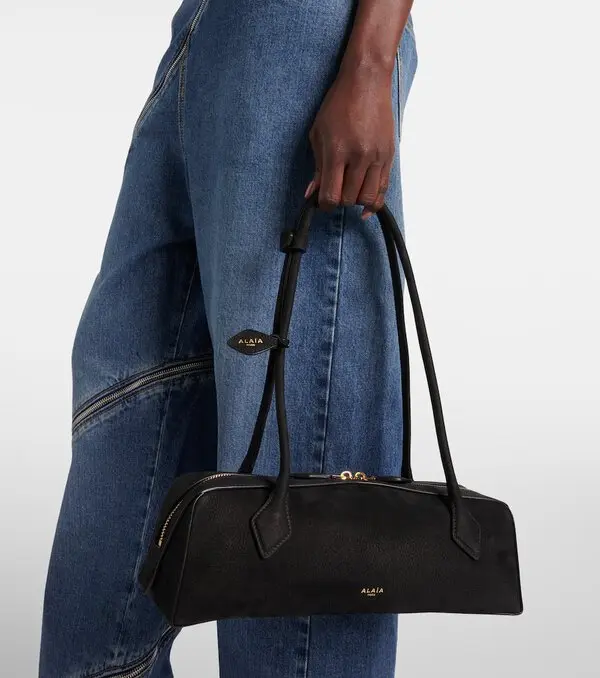 Alaïa Le Teckel Medium Suede Shoulder Bag - Black