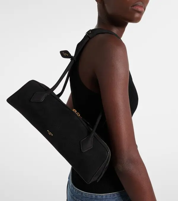 Alaïa Le Teckel Medium Suede Shoulder Bag - Black