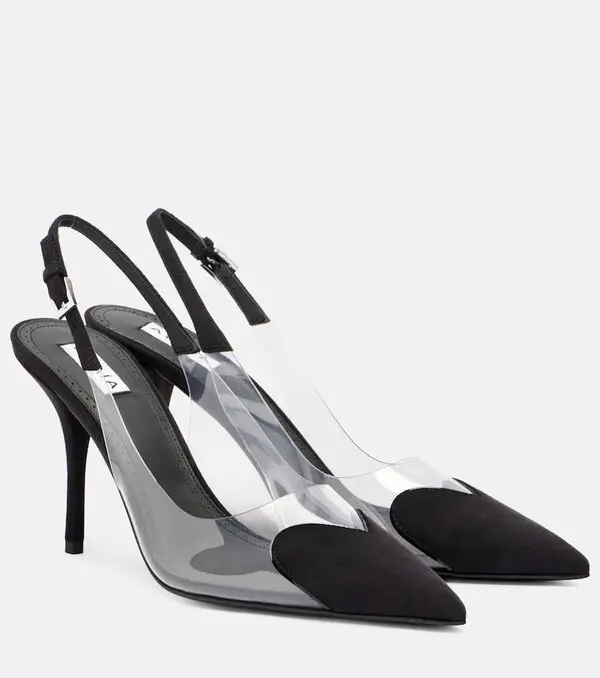 Alaïa Cour 90 Suede And Pvc Slingback Pumps - Black