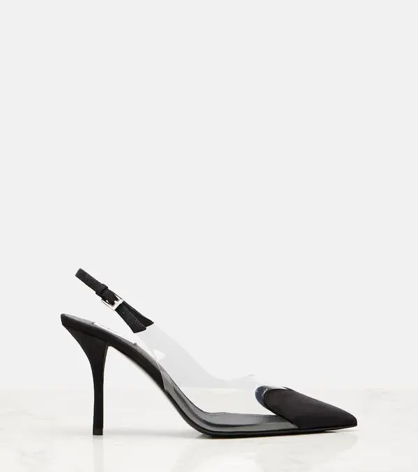 Alaïa Cour 90 Suede And Pvc Slingback Pumps - Black