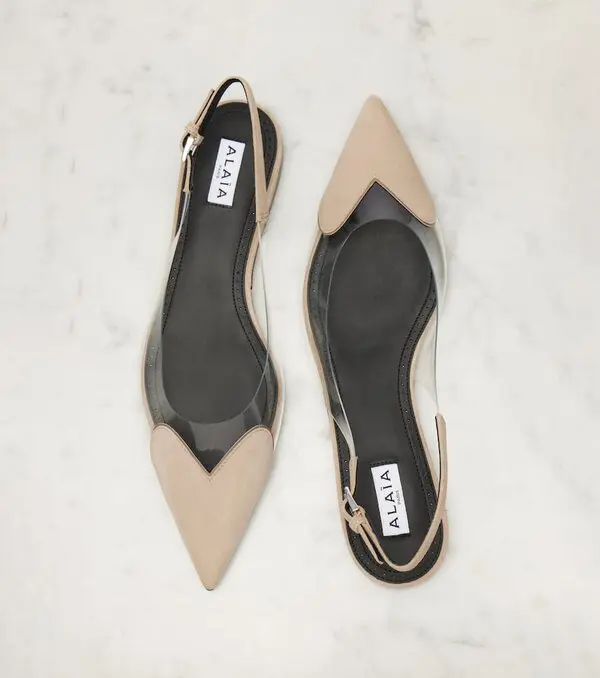 Alaïa Cour Suede And Pvc Slingback Ballet Flats