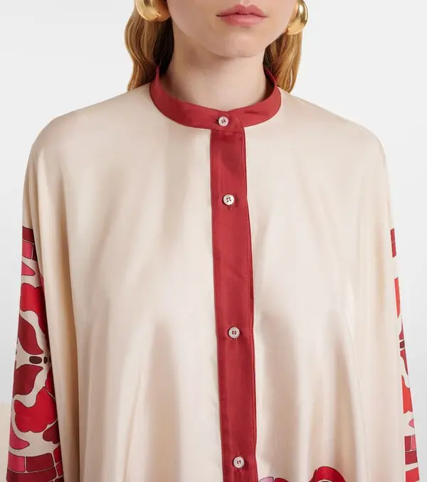 La DoubleJ Foulard Printed Silk Twill Shirt - Red