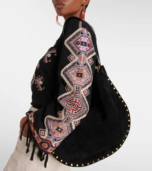 Isabel Marant Étoile Oskan Soft Medium Suede Shoulder Bag - Black